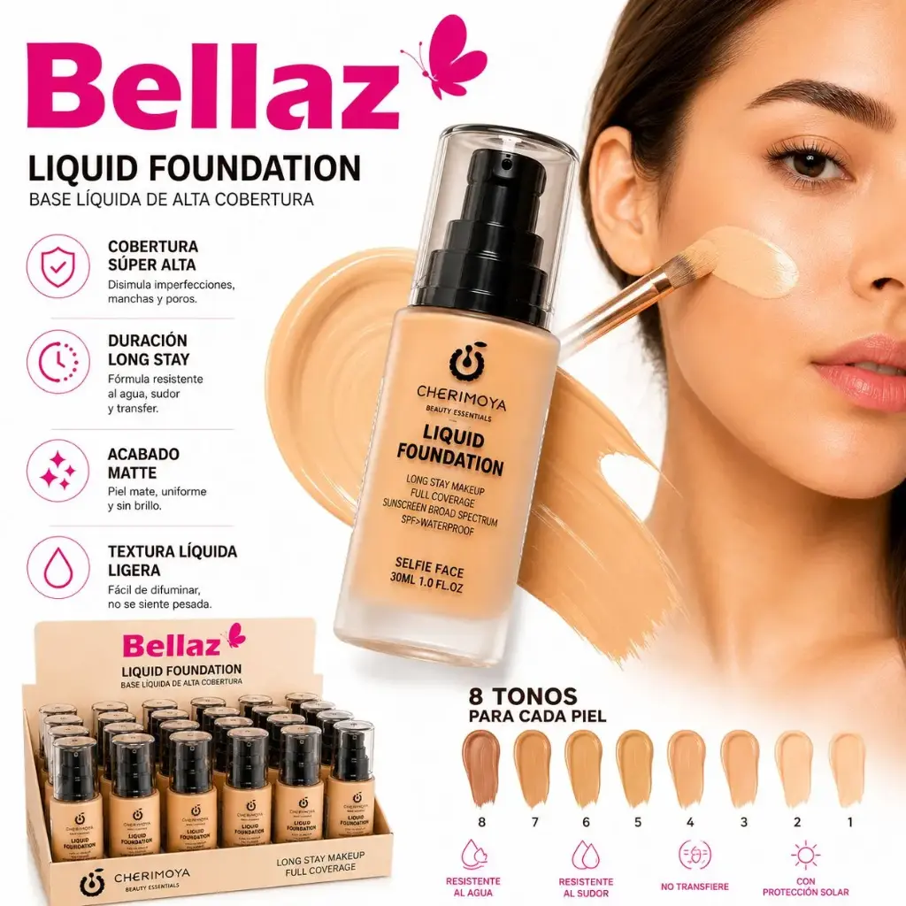Base cheri alta cobertura matte tapa negra | Bellaz